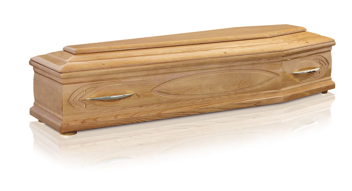 Esche mit Schnitzereien : Unser Angebot an Sargmodellen : Egli Sarg AG